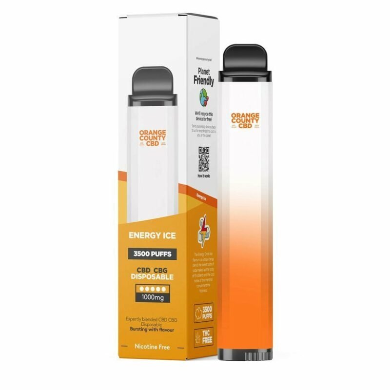 Orange County CBD Vape Energy Ice 3500 Puff, 600 mg CBD, 400 mg CBG, 10 ...